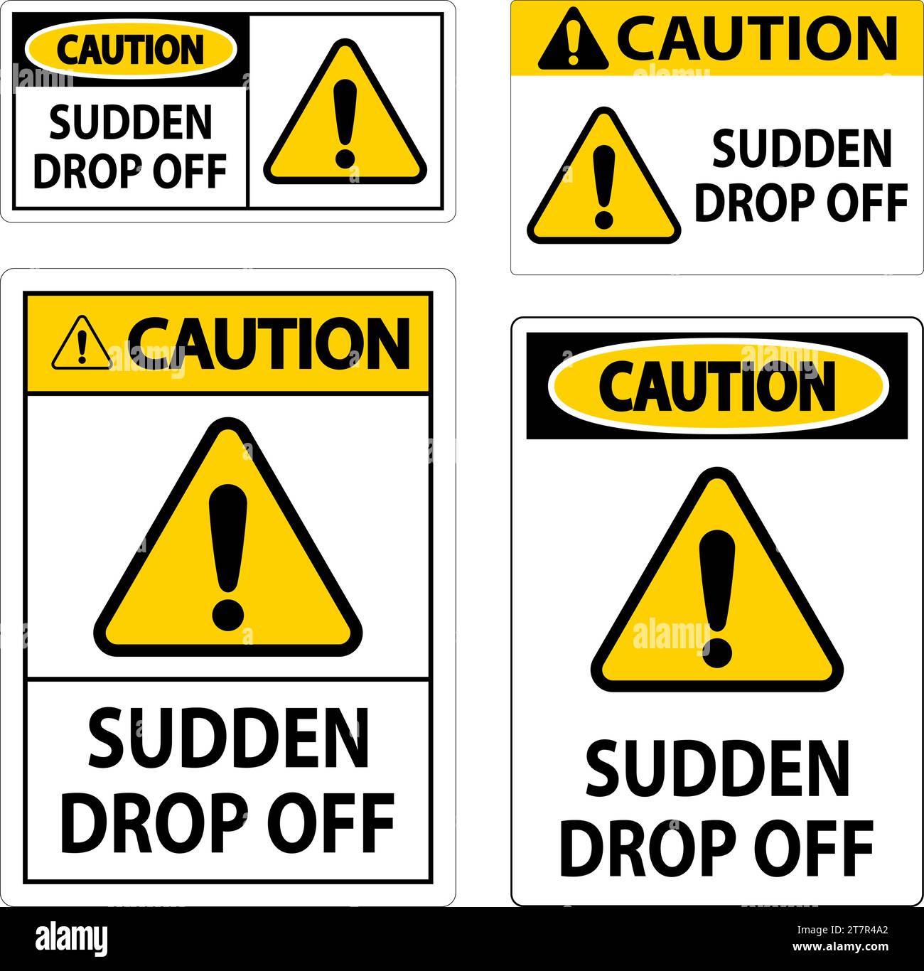 Caution Sign Sudden Drop Off Stock Vector Image & Art - Alamy