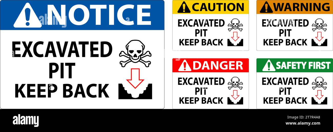 Danger Excavated Pit Sign Excavated Pit Keep Back Stock Vector Image ...