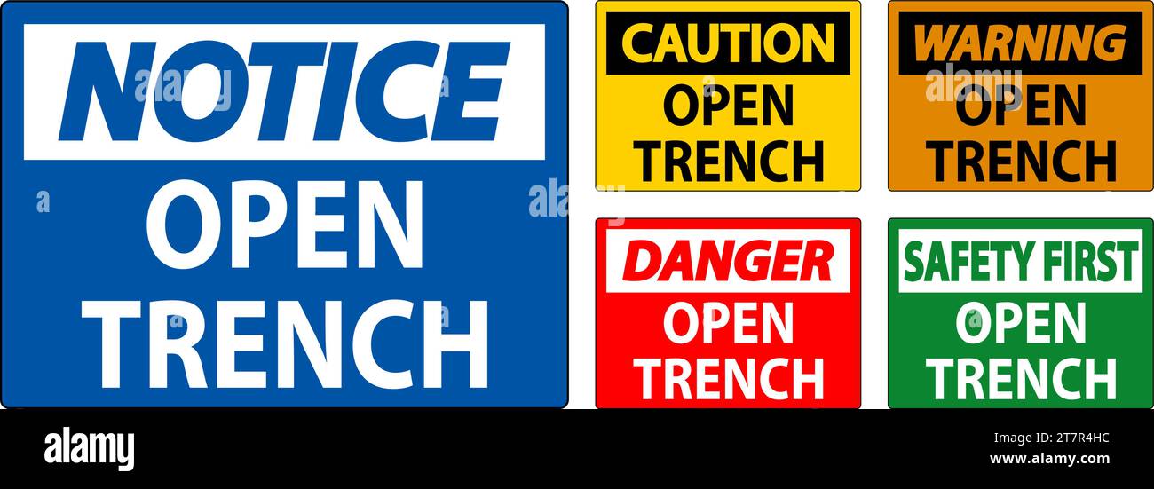 Danger Sign Open Trench Stock Vector Image & Art - Alamy