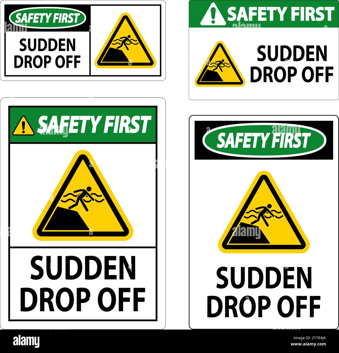 Safety First Sign Sudden Drop Off Stock Vector Image & Art - Alamy