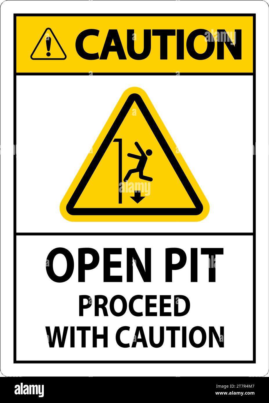 Caution Sign Open Pit Proceed With Caution Stock Vector Image & Art - Alamy