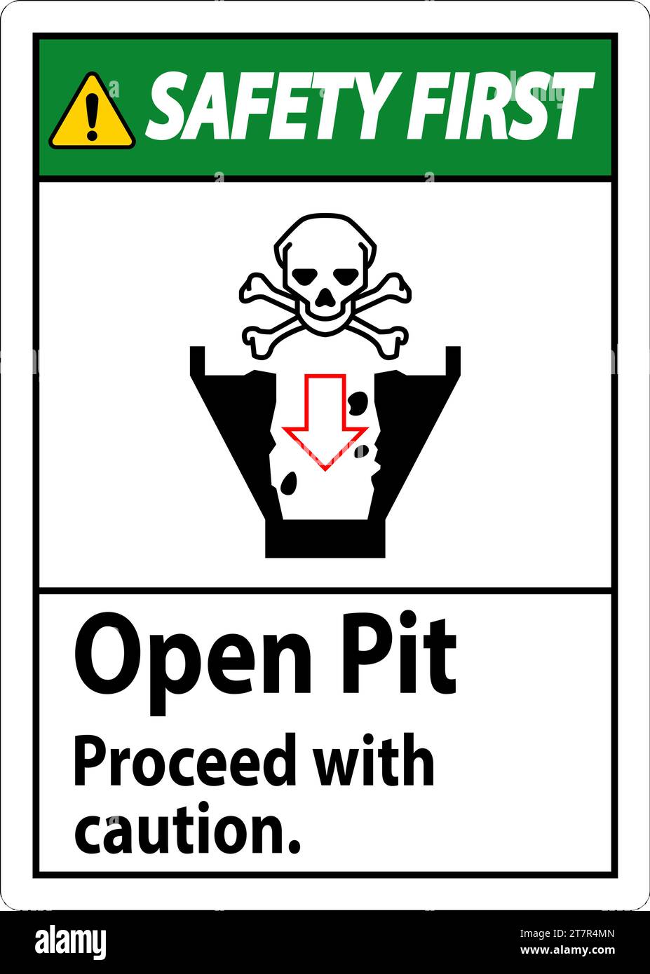 Safety First Sign Open Pit Proceed With Caution Stock Vector Image ...