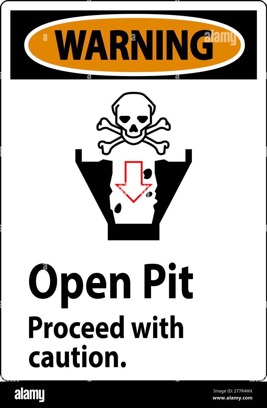 Warning Sign Open Pit Proceed With Caution Stock Vector Image & Art - Alamy