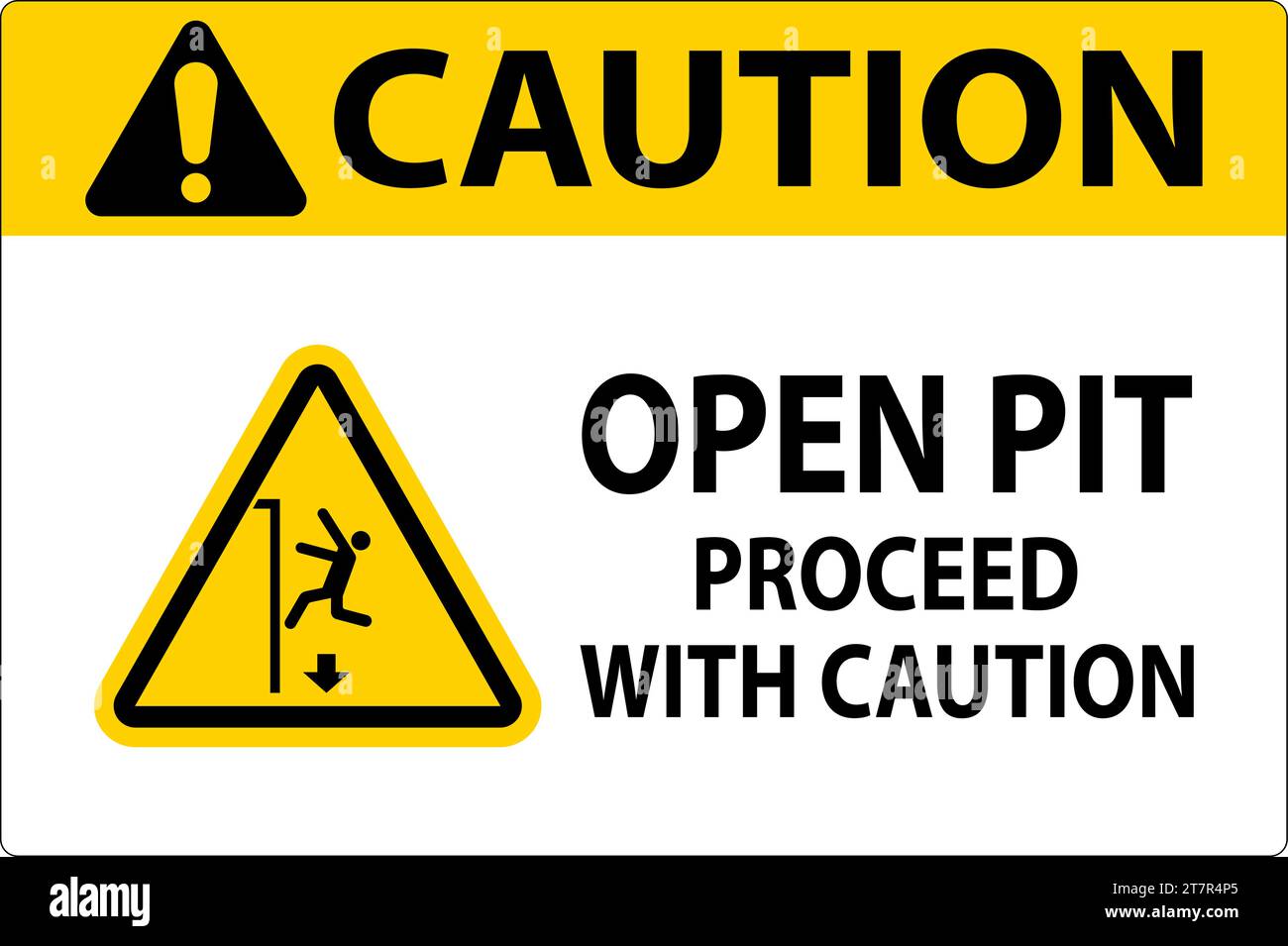 Caution Sign Open Pit Proceed With Caution Stock Vector Image & Art - Alamy