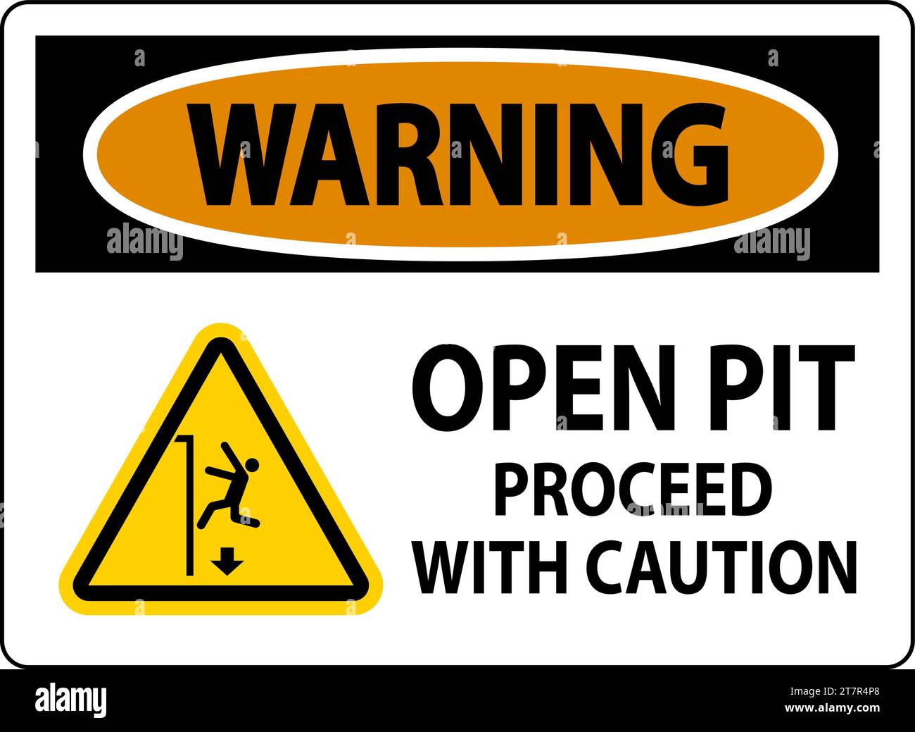 Warning Sign Open Pit Proceed With Caution Stock Vector Image And Art Alamy