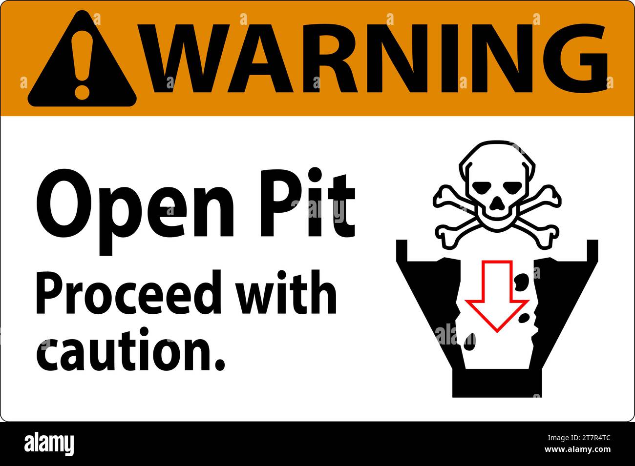 Warning Sign Open Pit Proceed With Caution Stock Vector Image & Art - Alamy