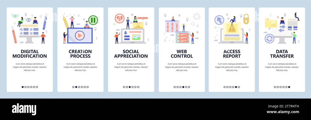 Mobile app onboarding screens. Computer technology, data sync, web ...