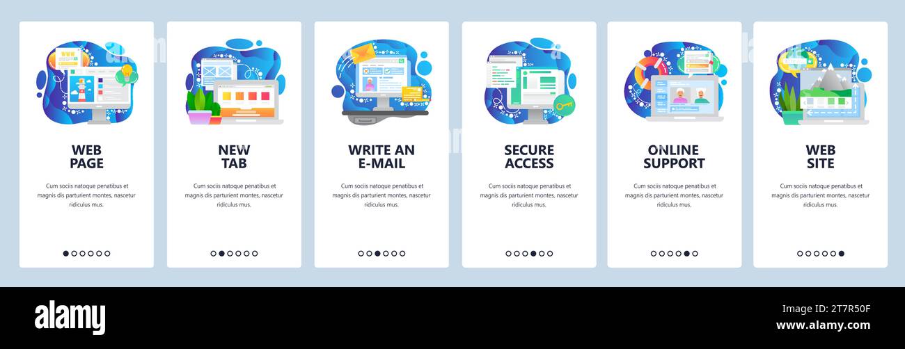 Mobile app onboarding screens. Computer technology and business, secure ...