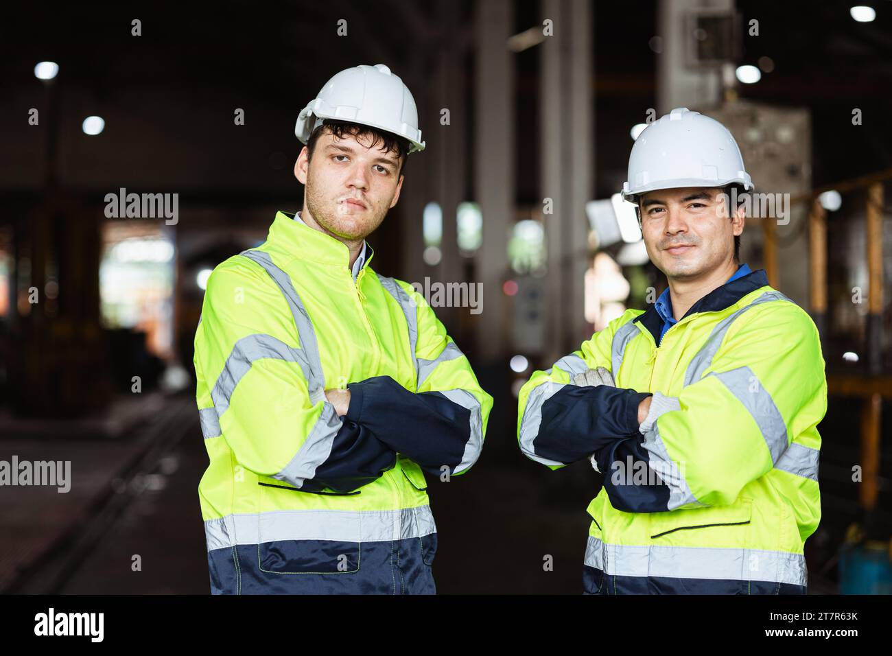 Portrait professional engineer machine service team smart and confident ...