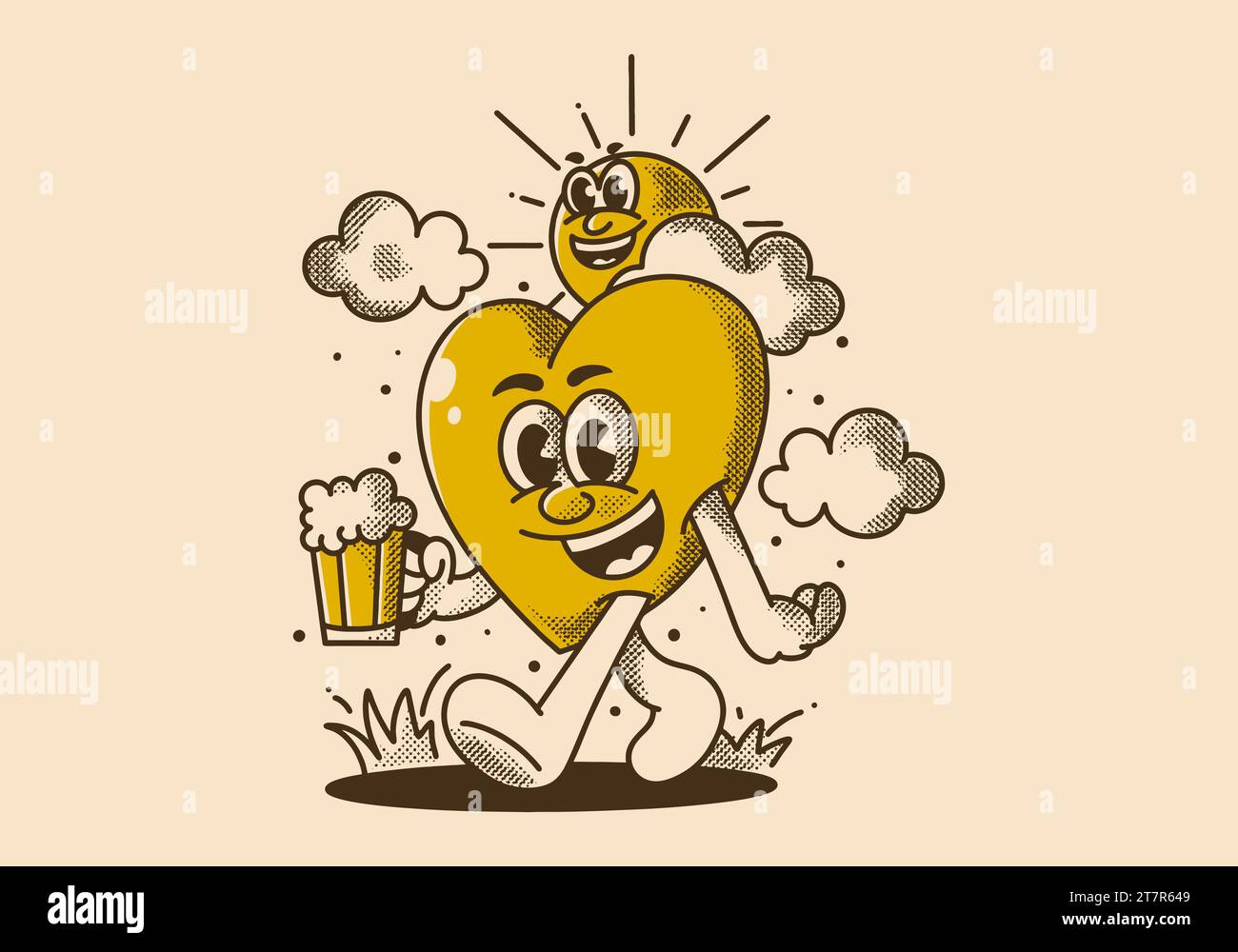 Your happiness depends on your actions. Character of a sun and heart ...