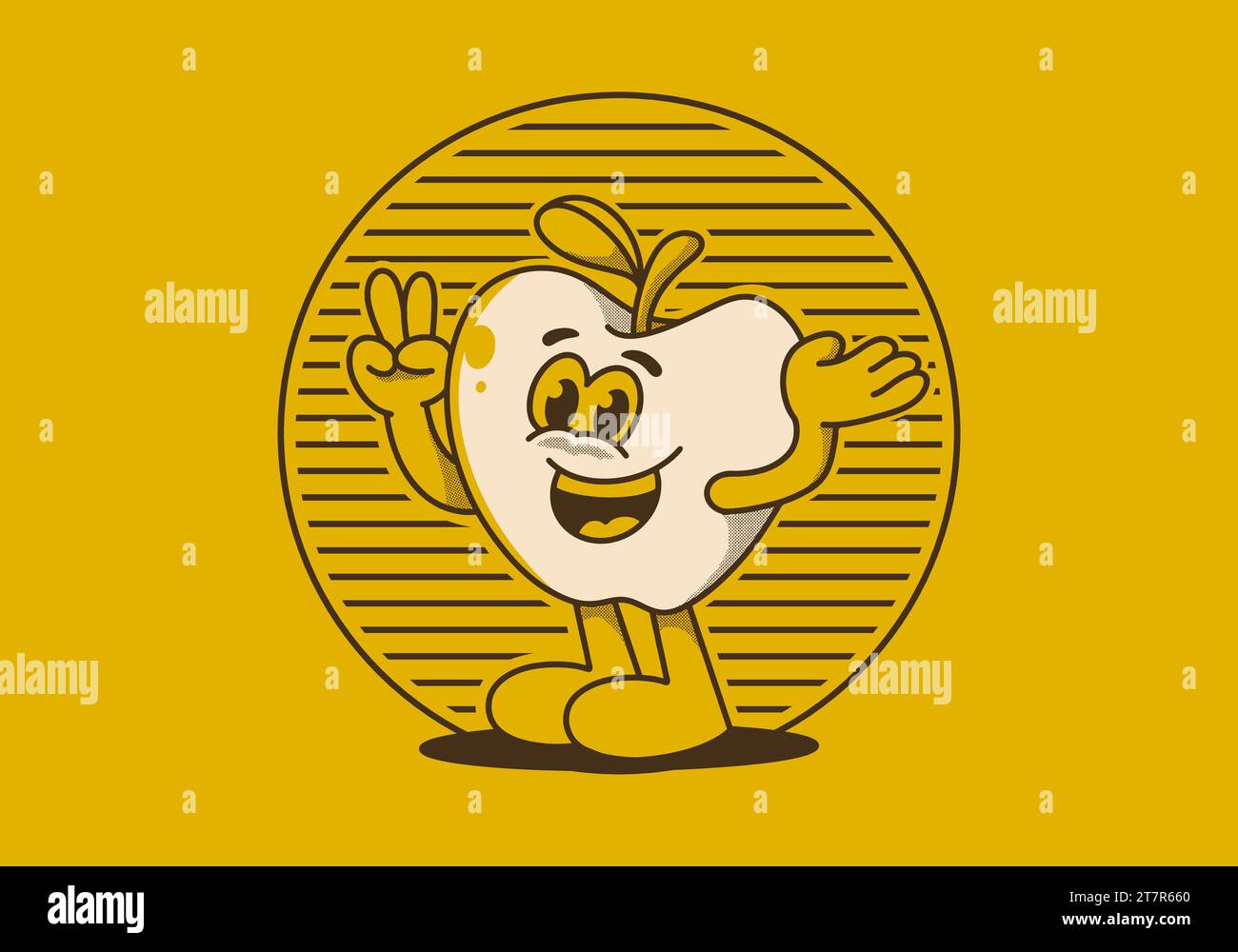 Vintage mascot character illustration of happy apple fruit Stock Vector ...