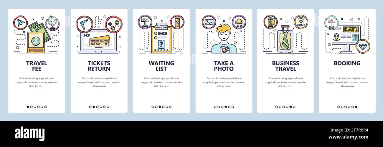Mobile app onboarding screens. Business travel, buy tickets, online ...