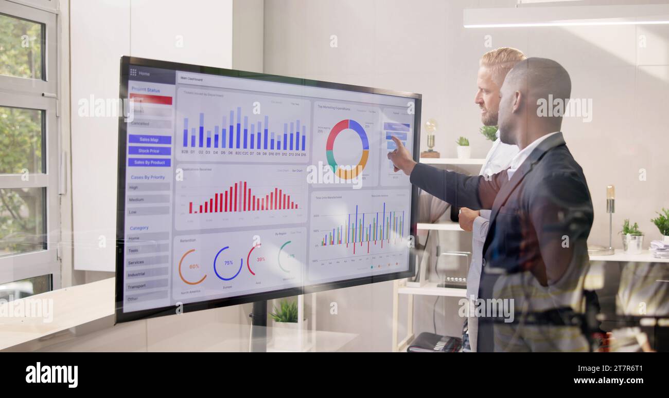 Corporate Business Presentation In Office On TV Stock Photo - Alamy