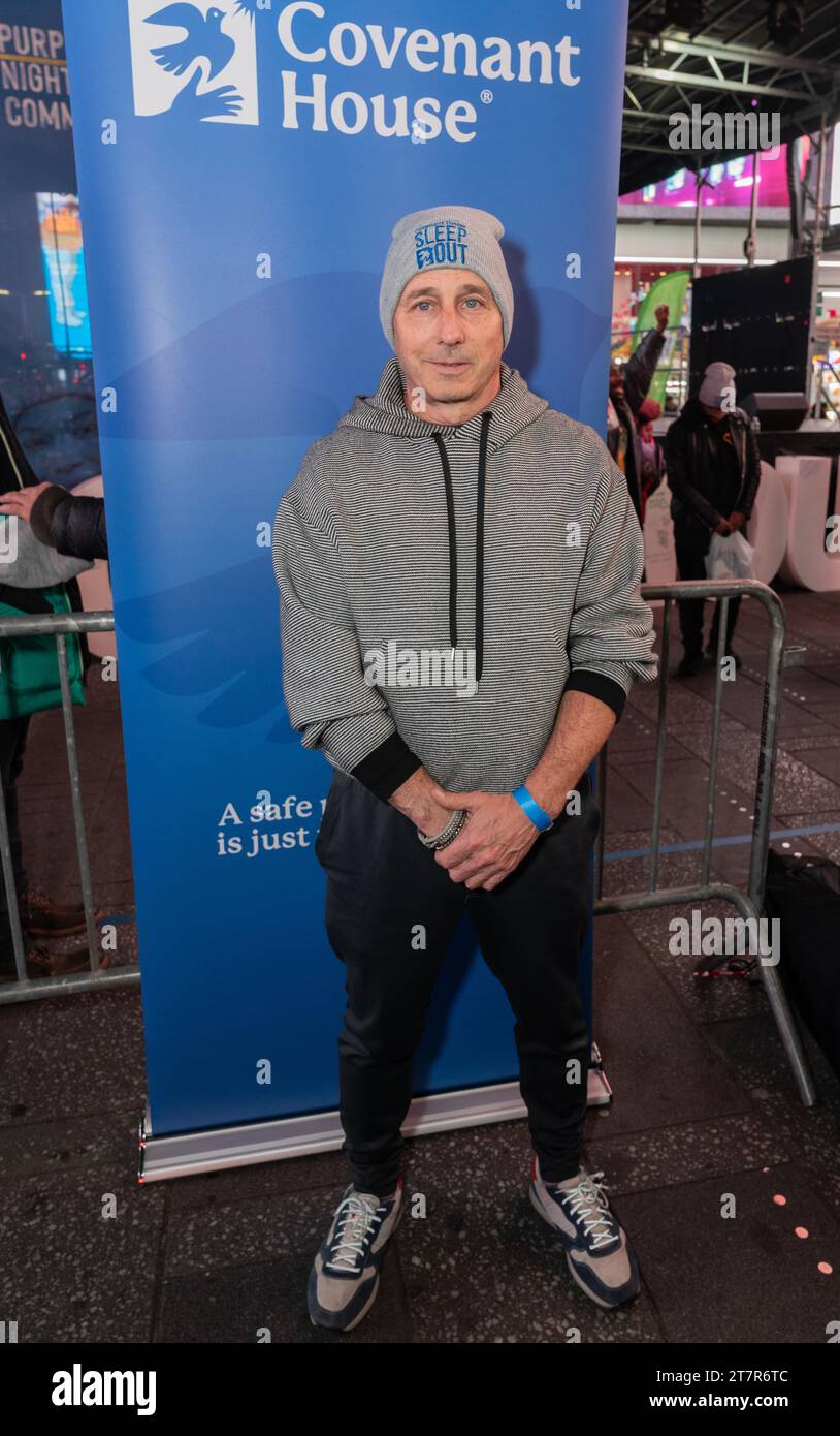 Brian Cashman attends sleep out night on Times Square in New York on ...