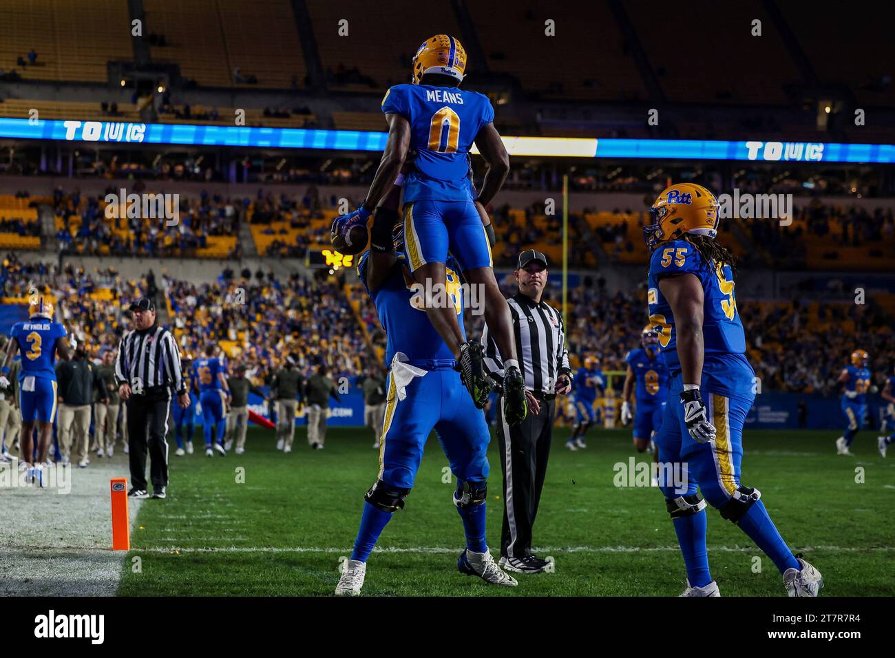 November 16, 2023: Pitt Panthers wide receiver Bub Means (0) celebrates ...