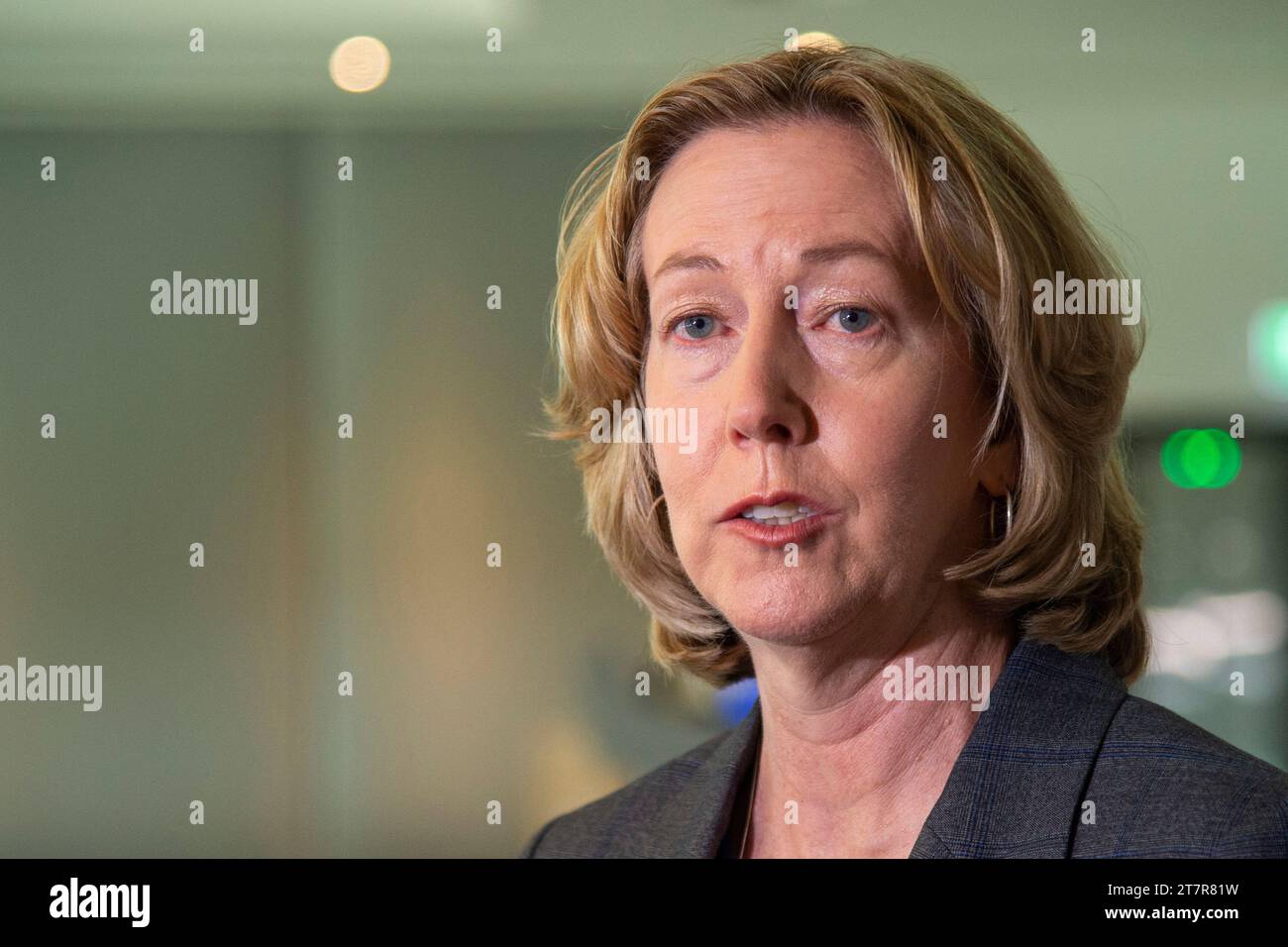 Perth, Australia. 17th Nov, 2023. Woodside CEO Meg O'Neill speaks ...