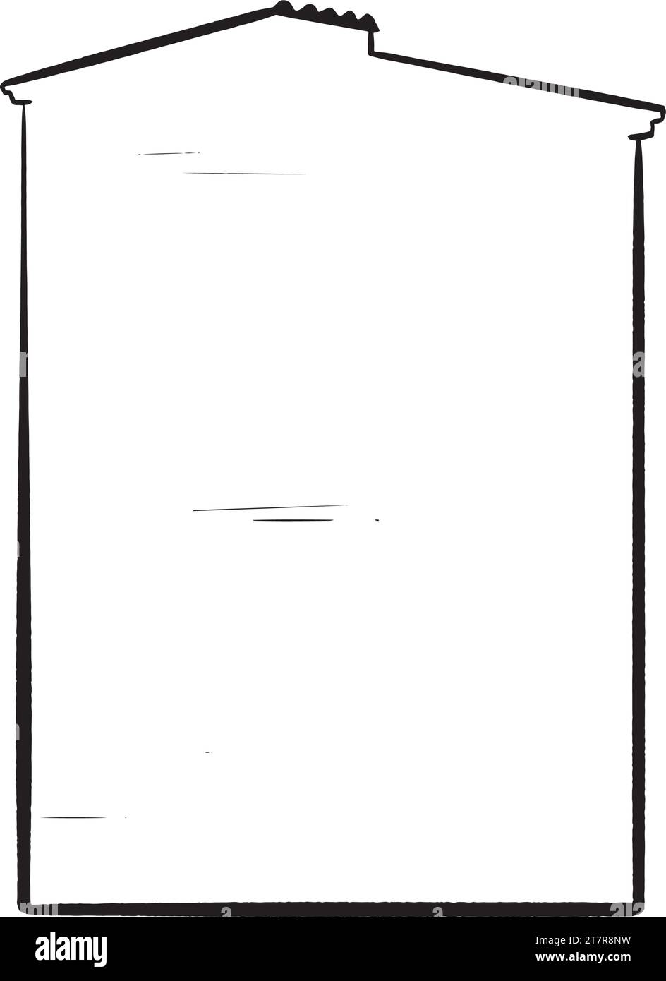 Ink hand-drawn vector. Outline of an Italian house. Readable lines ...