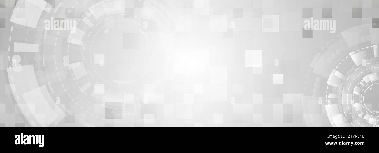 Abstract grey futuristic technology background with HUD gear elements ...