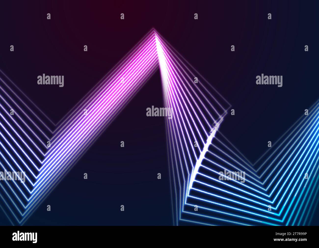 Blue and purple neon laser glowing curved 3d lines abstract tech ...