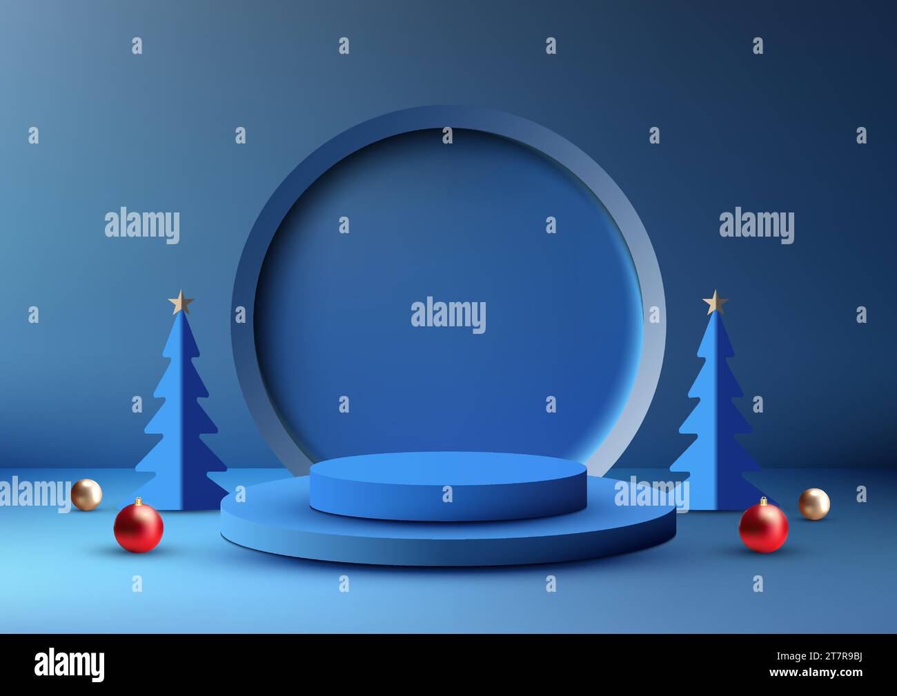 Showcase your products in style with this blue Christmas podium mockup ...