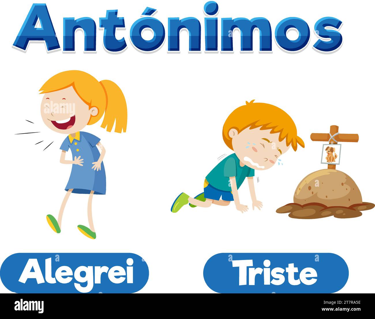 Illustrated picture word card in Spanish language for education Happy ...