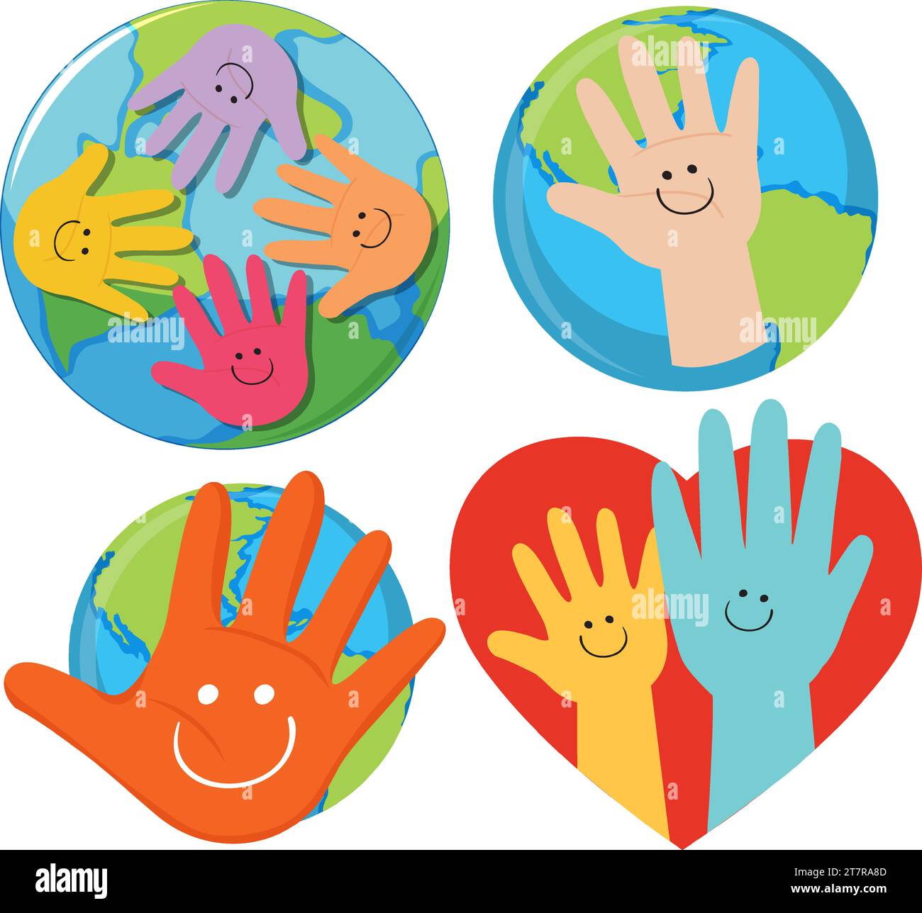 Illustration of human hands with a smile on a sign, in a vector cartoon ...