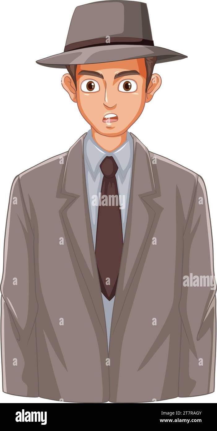 A vector cartoon illustration of a young Robert Oppenheimer dressed in ...