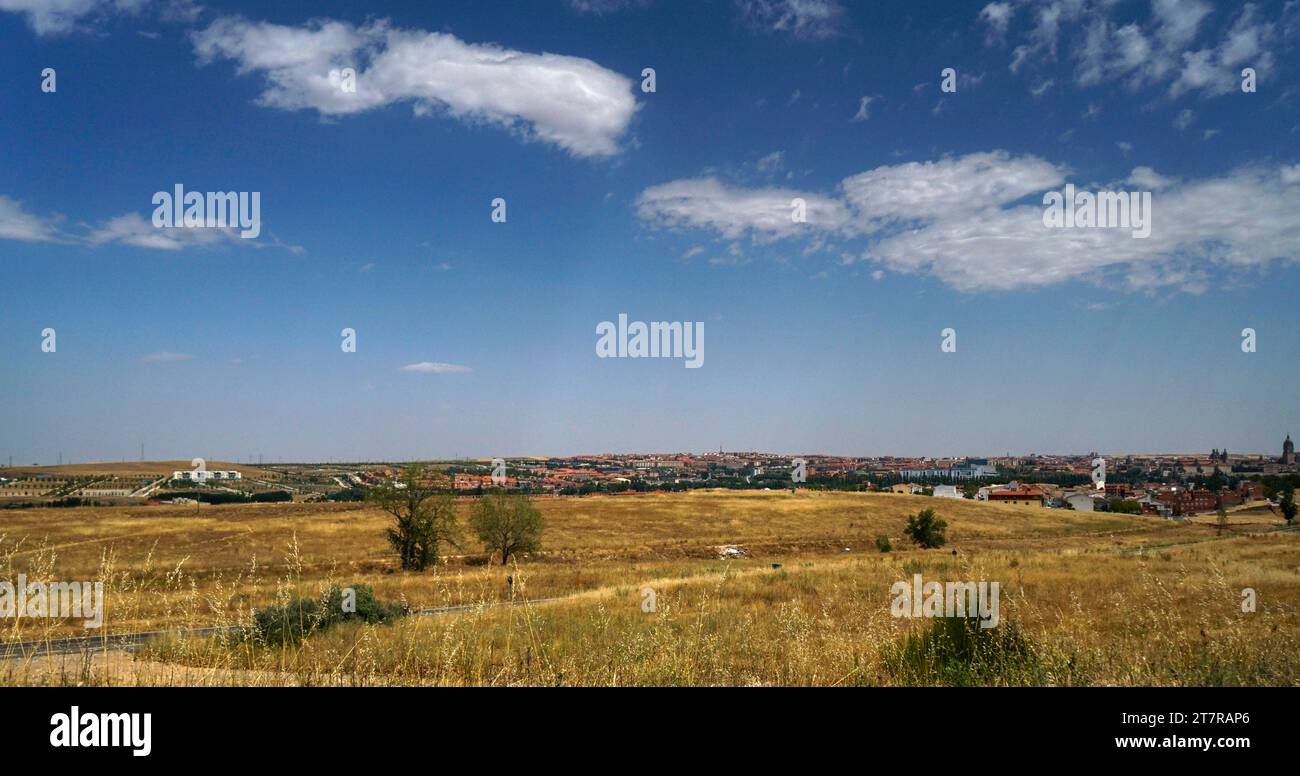 Dry landscape in Spain with large pastures for cattle and agriculture ...