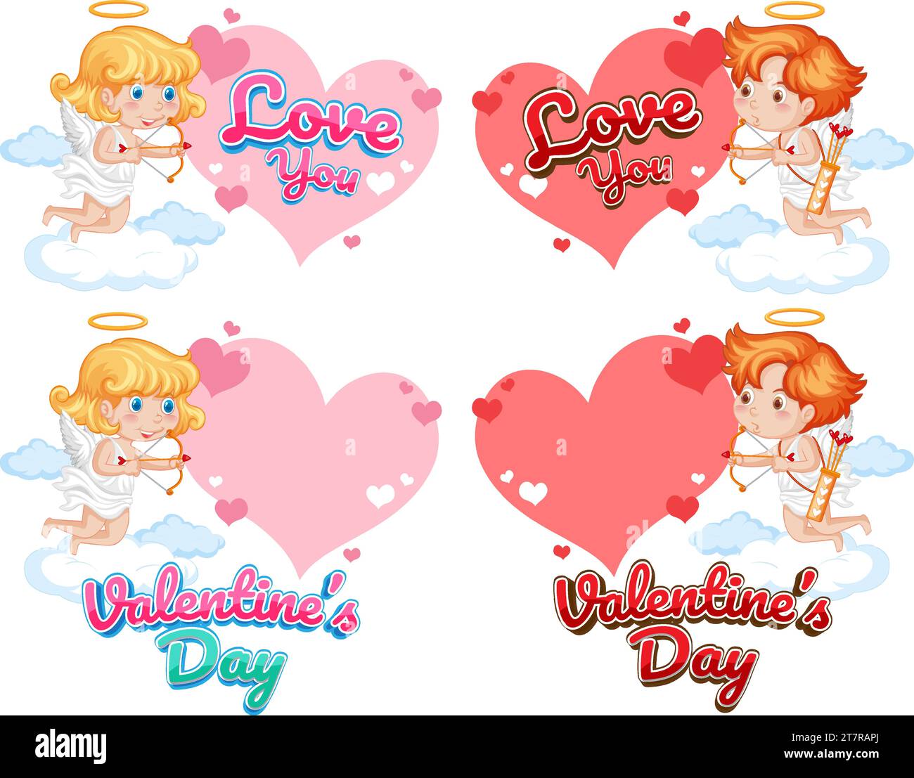 Vector illustration of an adorable angel with a heart arrow Stock ...