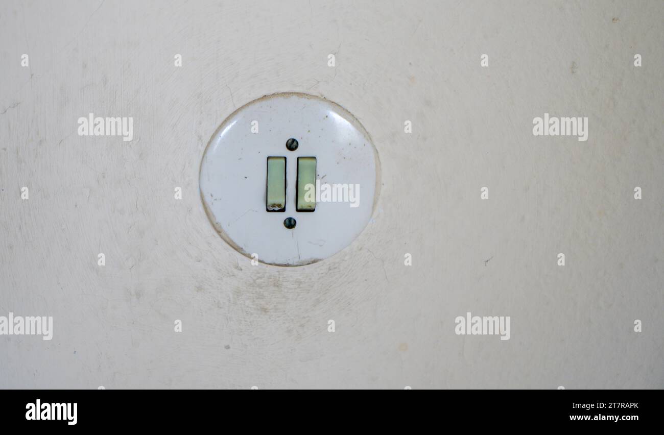 Old light switches in a lost place in a forgotten time Stock Photo - Alamy
