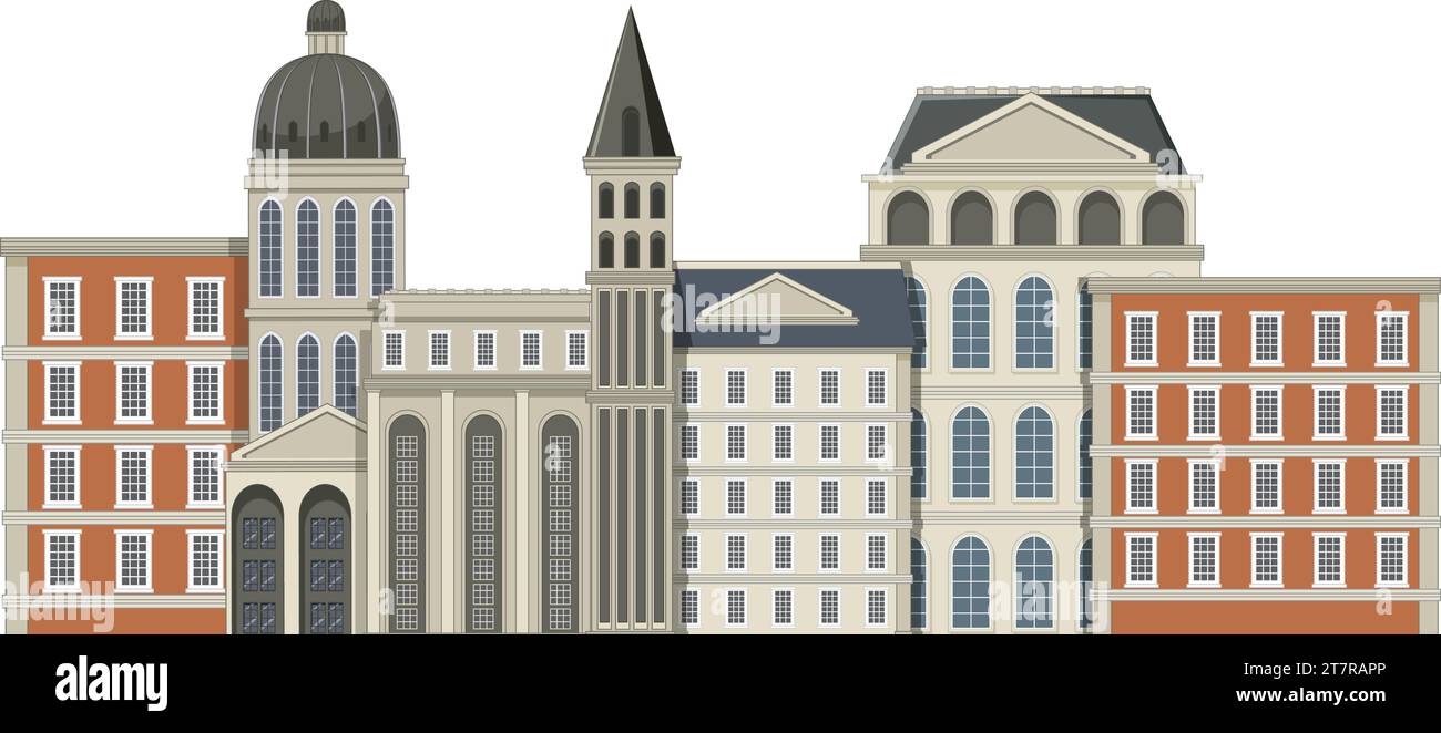 Vector cartoon illustration of a historical European building Stock ...