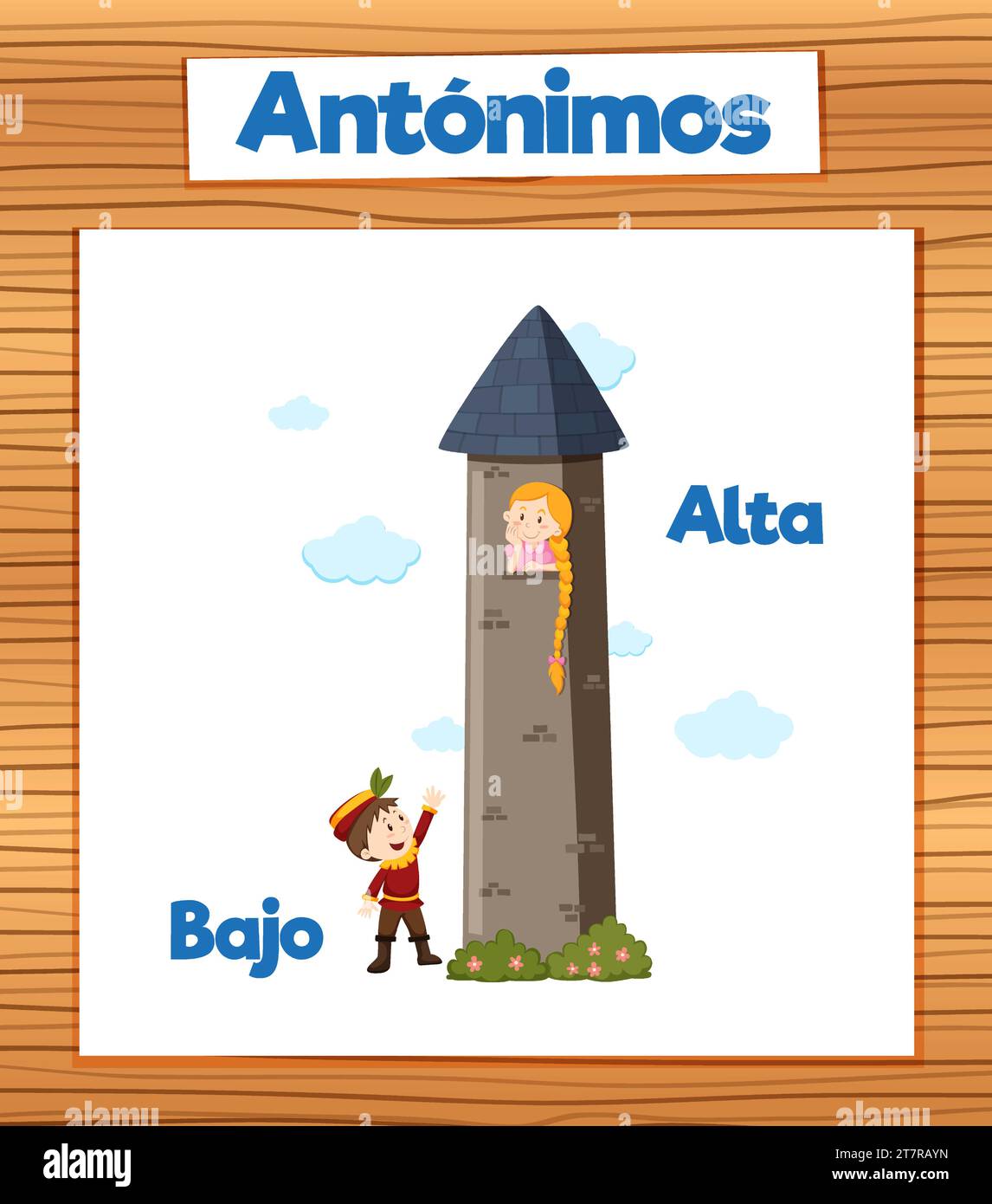 Learn Spanish antonyms with a visual word card Stock Vector Image & Art ...