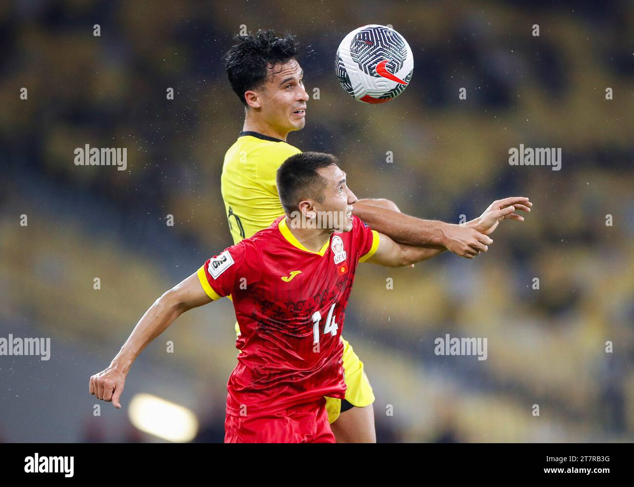 Kuala Lumpur, Malaysia. 16th Nov, 2023. Matthew Davies of Malaysia (L) and Suiuntbek Mamyraliev ...