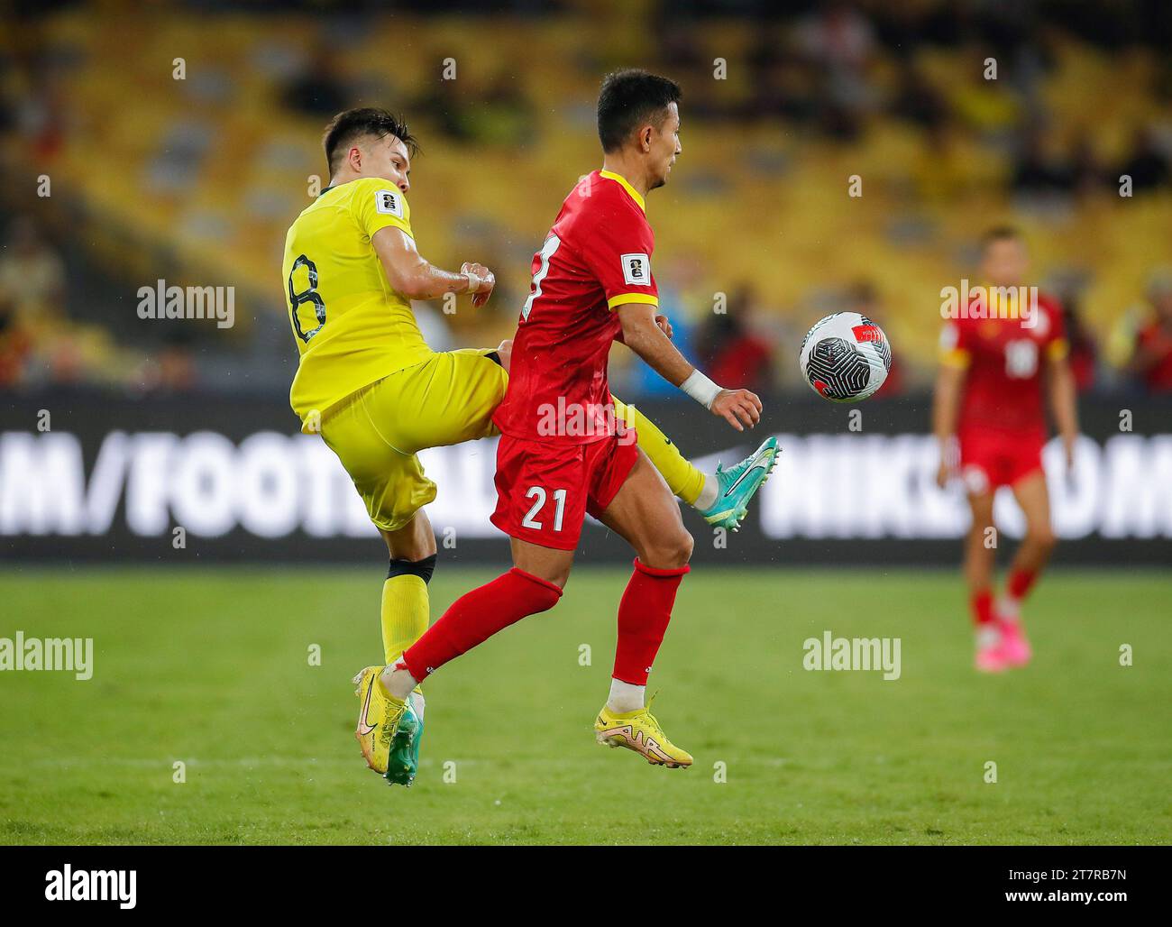 Kuala Lumpur, Malaysia. 16th Nov, 2023. Stuart Wilkin of Malaysia (L) and Musabekov Farkhat of ...