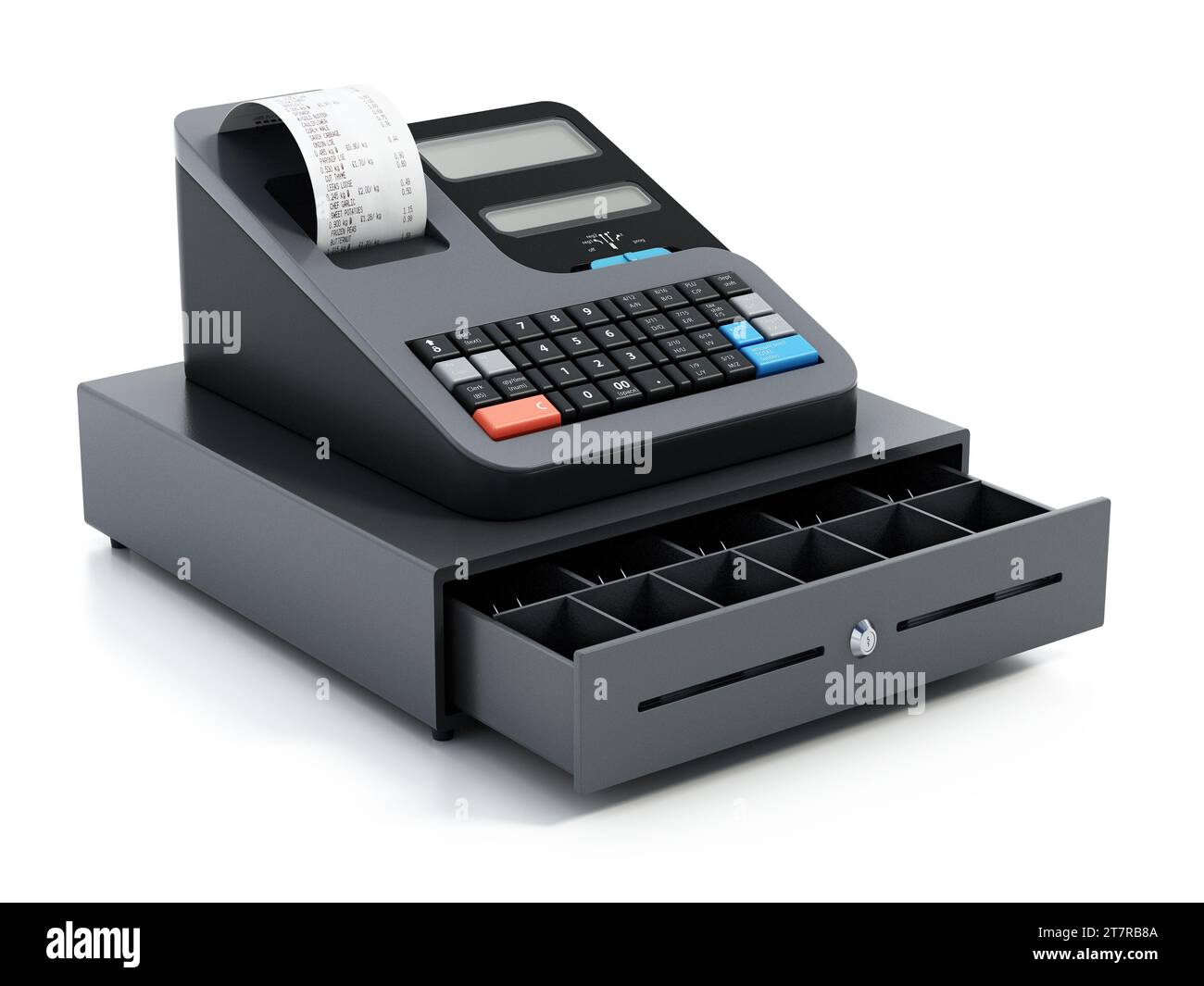 Generic cash register isolated on white background. 3D illustration ...
