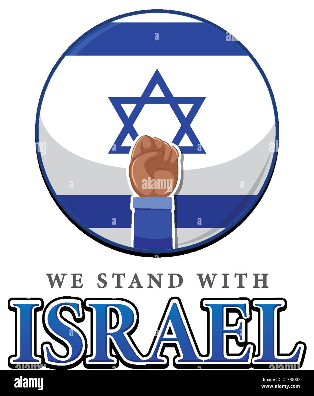 Vector cartoon illustration showing support for Israel with text and ...