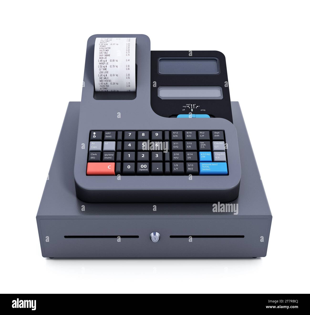 Generic cash register isolated on white background. 3D illustration ...