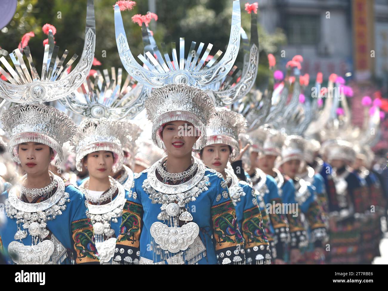 Ethnic Miao people parade to celebrate Miao new year in Qiandongnan ...