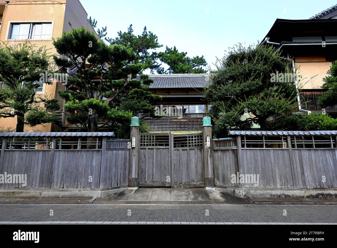 Traditional building near Futamiokitama Shrine and Sacred Meoto Iwa ...