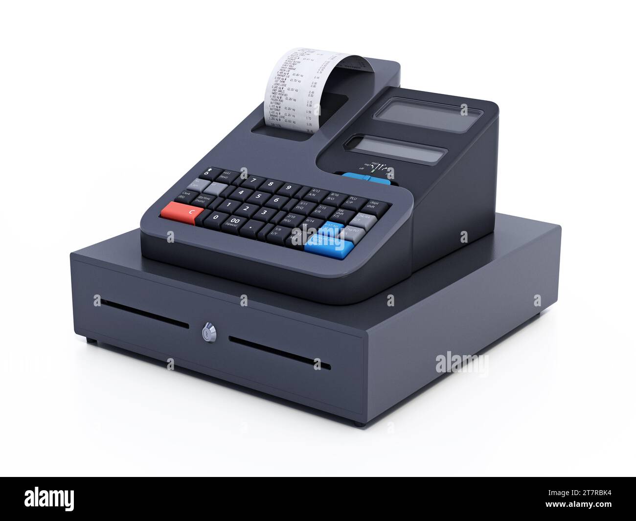 Generic cash register isolated on white background. 3D illustration ...