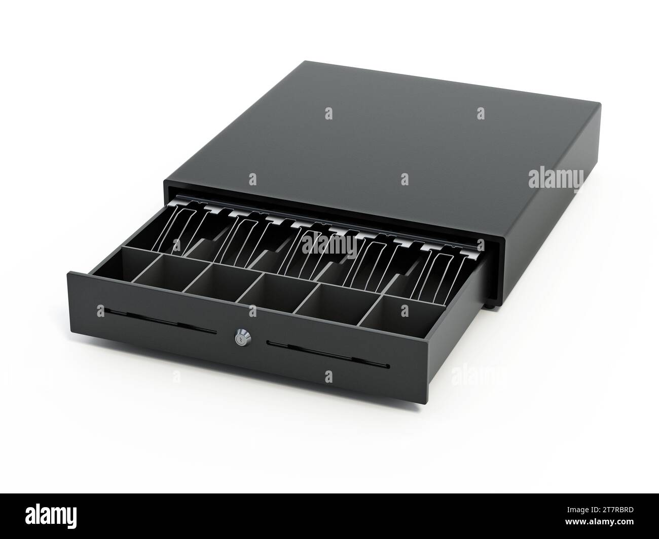 Cash register drawer isolated on white background. 3D illustration ...