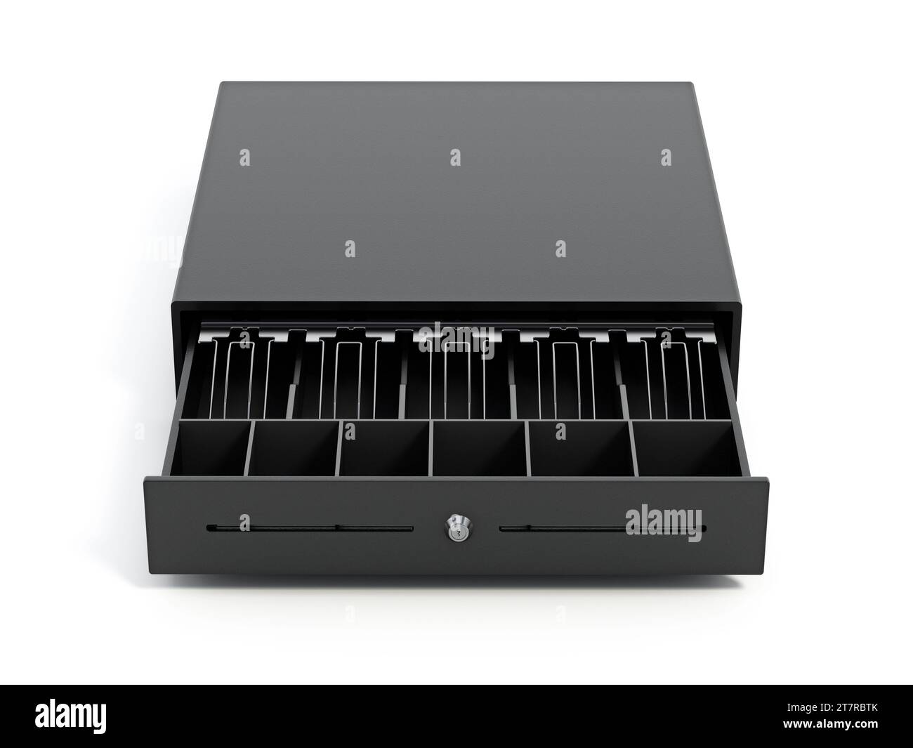 Cash register drawer isolated on white background. 3D illustration ...