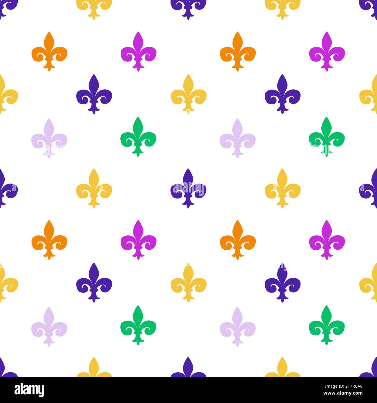 Mardi Gras Fleur De Lis on White Seamless Pattern Design Stock Photo - Alamy