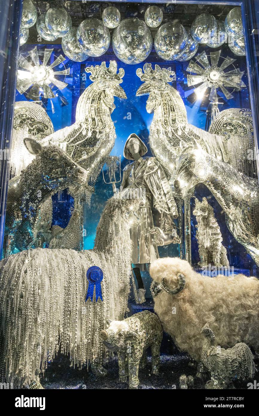 View of the holiday windows of Bergdorf Goodman in New York on November ...