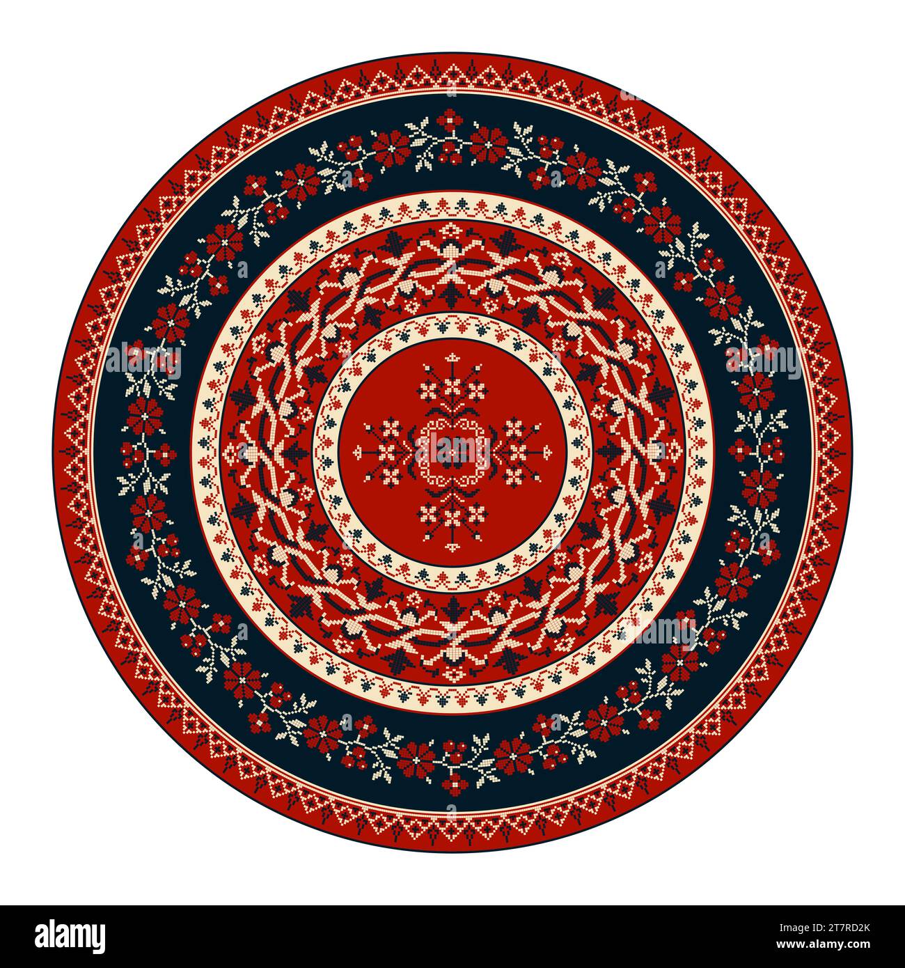 Traditional Polish embroidery round symbol, vector template. Isolated ...