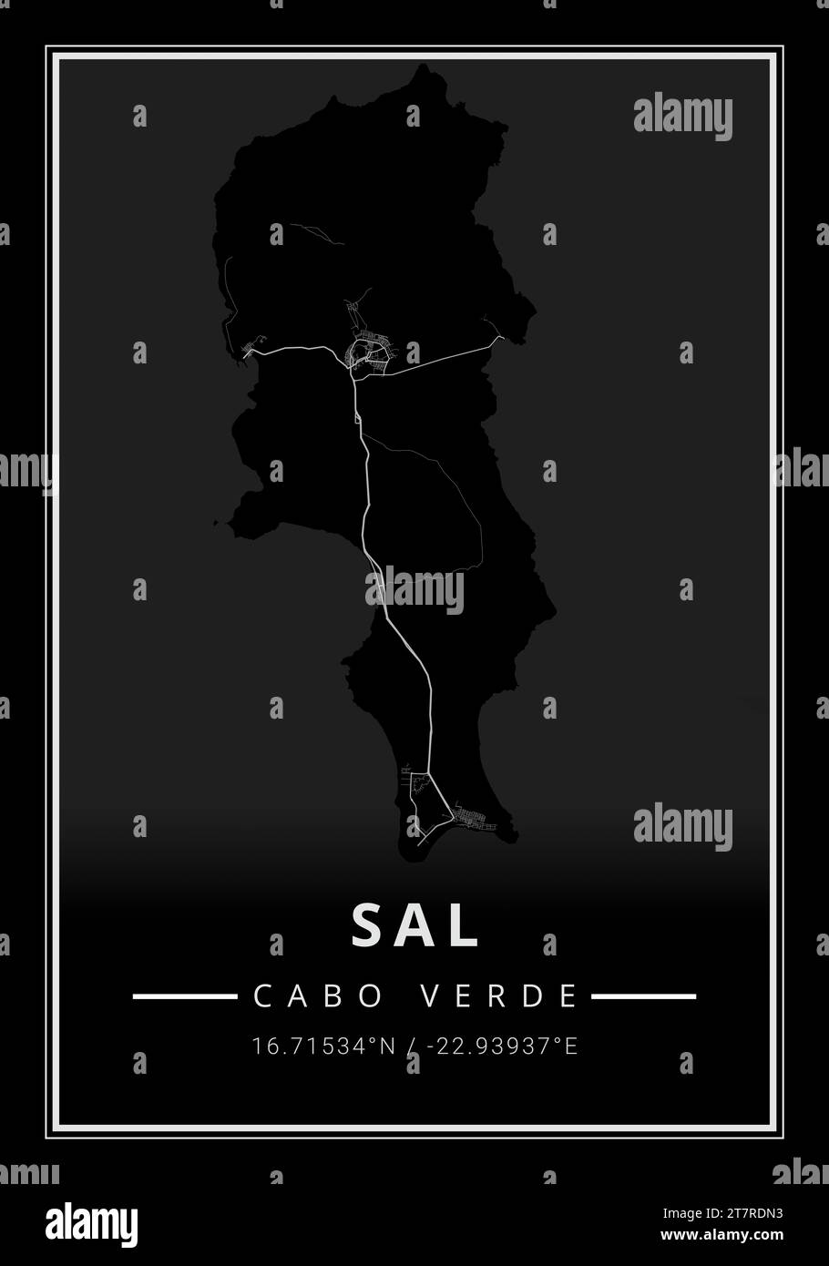Street map art of Sal island in Cape Verde - Africa Stock Photo - Alamy