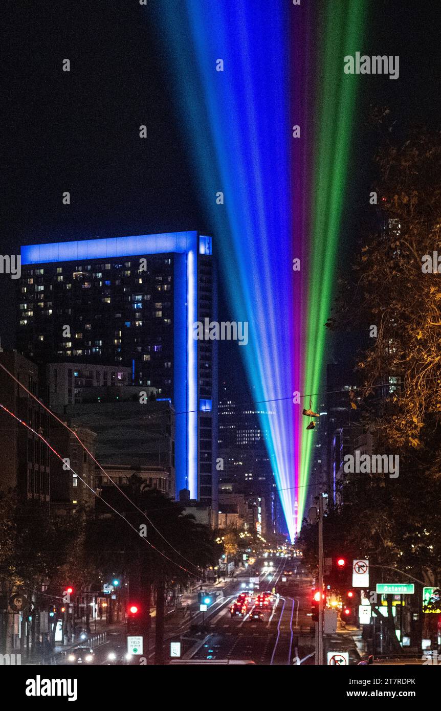 San Francisco, United States. 16th Nov, 2023. Lasers eminate from the ...