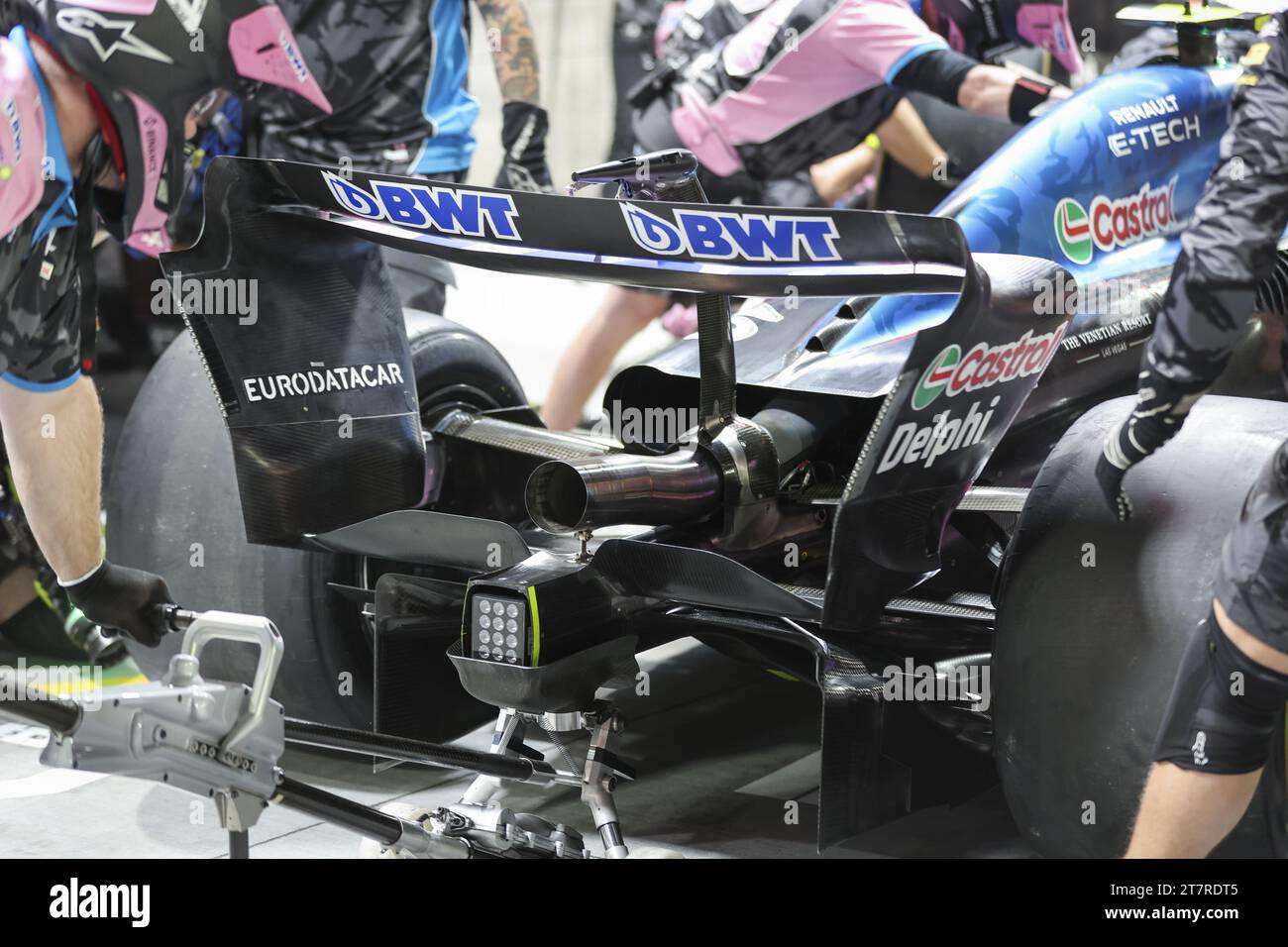 Rear suspension with exhaust, Alpine F1 Team A523 during the 2023 ...