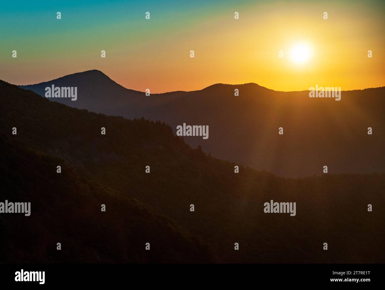 Sunrise at a Mountain Overlook at the Blue Ridge Parkway Stock Photo ...