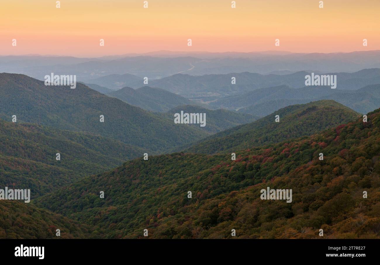 Sunrise at a Mountain Overlook at the Blue Ridge Parkway Stock Photo ...
